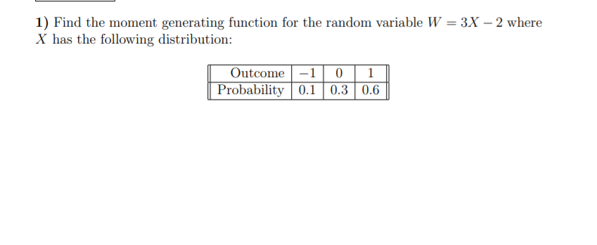 Solved 1) Find the moment generating function for the random | Chegg.com