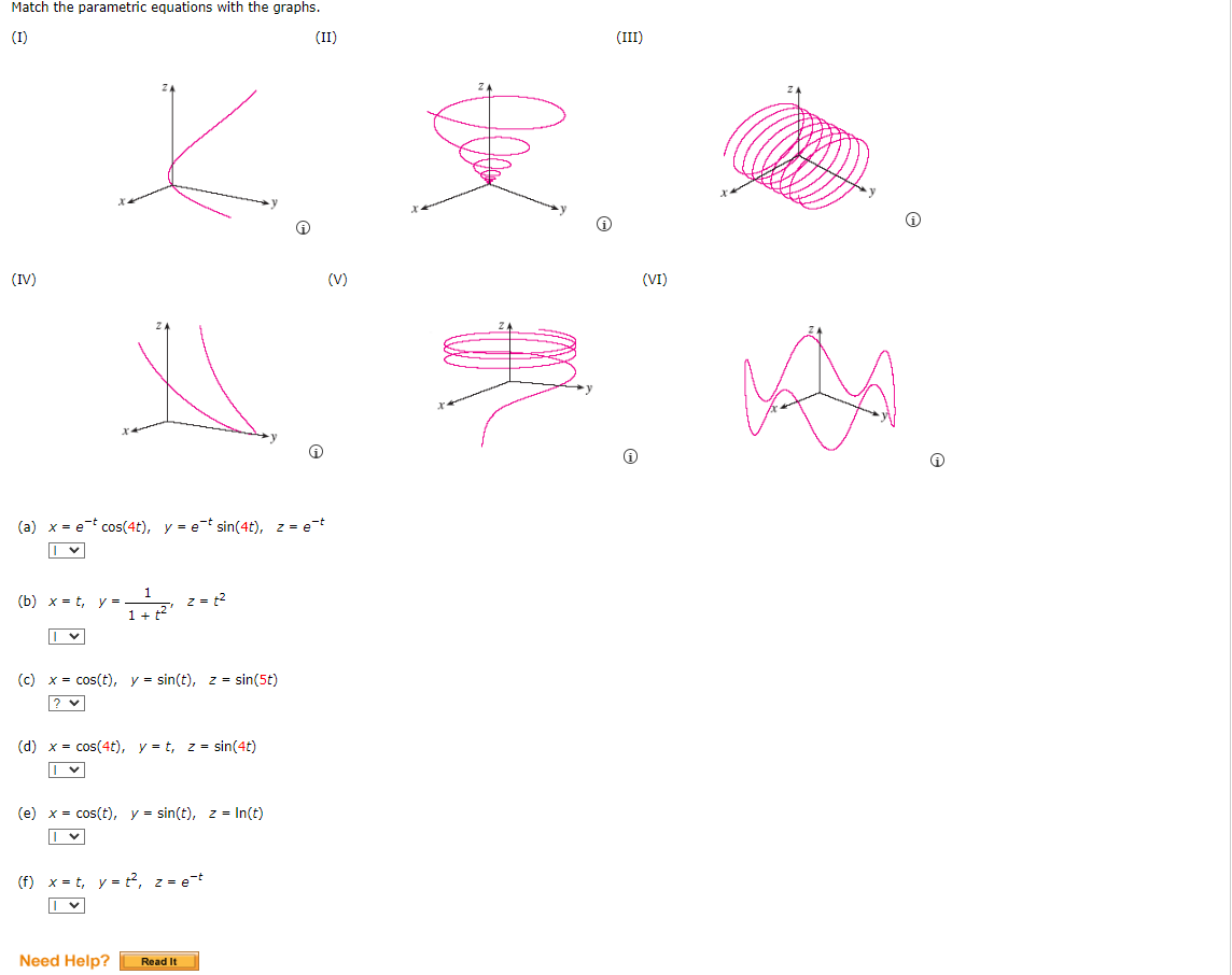 Solved Match the parametric equations with the graphs. (I) | Chegg.com