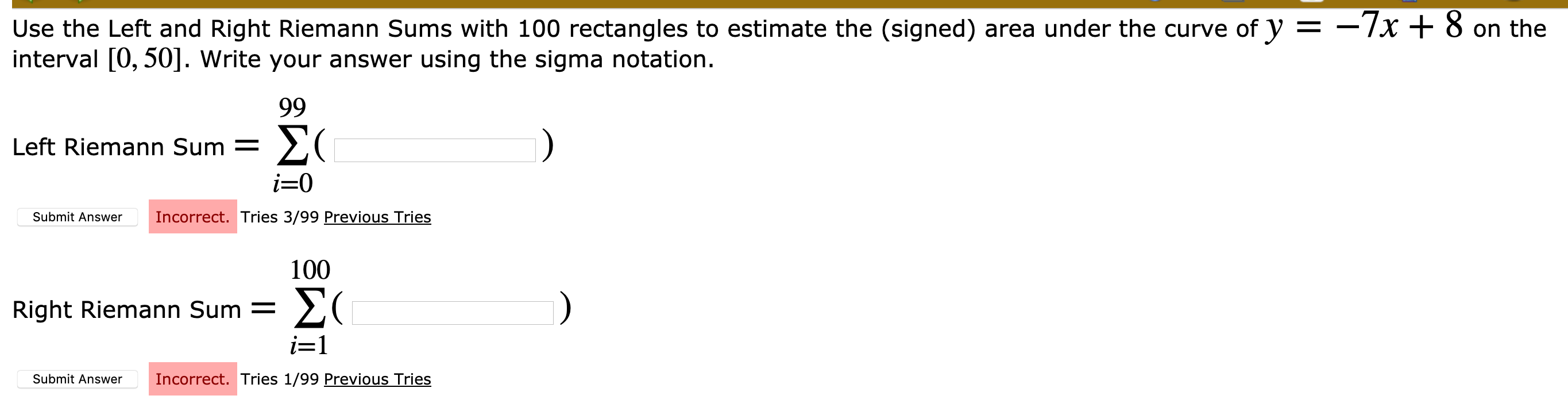 Solved Use the Left and Right Riemann Sums with 100 | Chegg.com