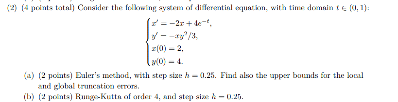 Solved (2) (4 points total) Consider the following system of | Chegg.com