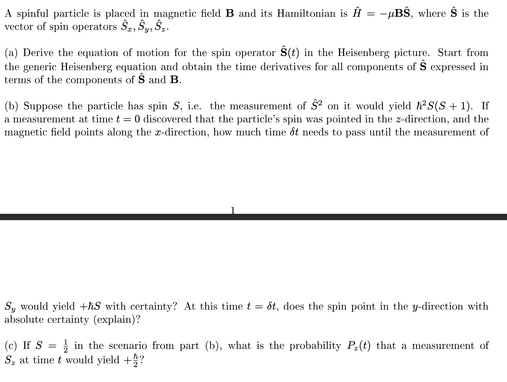 Solved A spinful particle is ﻿placed in ﻿magnetic field B | Chegg.com