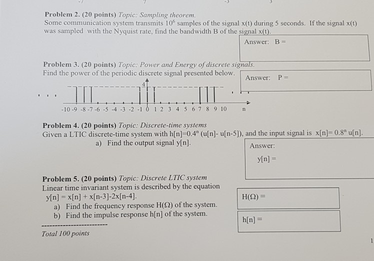 Solved Problem 2. (20 points) Topic: Sampling theorem. Some | Chegg.com