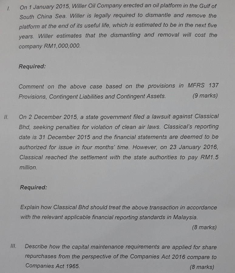 Solved On 1 January 2015, Willer Oil Company erected an oil | Chegg.com