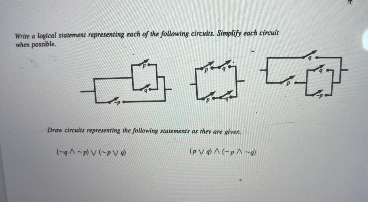 Solved Write a logical statement representing each of the | Chegg.com