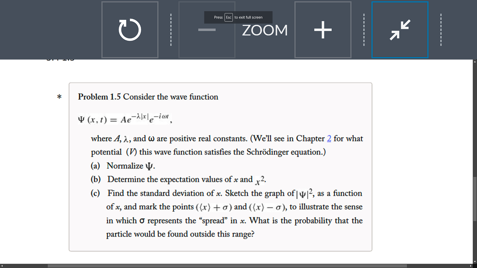 Solved Problem 1.5 Consider the wave function | Chegg.com