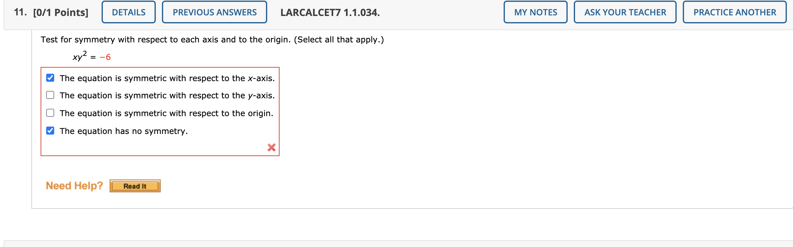 Solved Test for symmetry with respect to each axis and the | Chegg.com