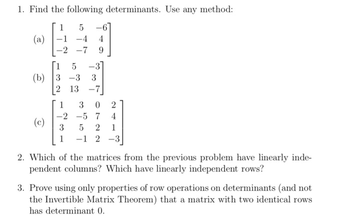 Solved 2. Which of the matrices from the previous problem | Chegg.com