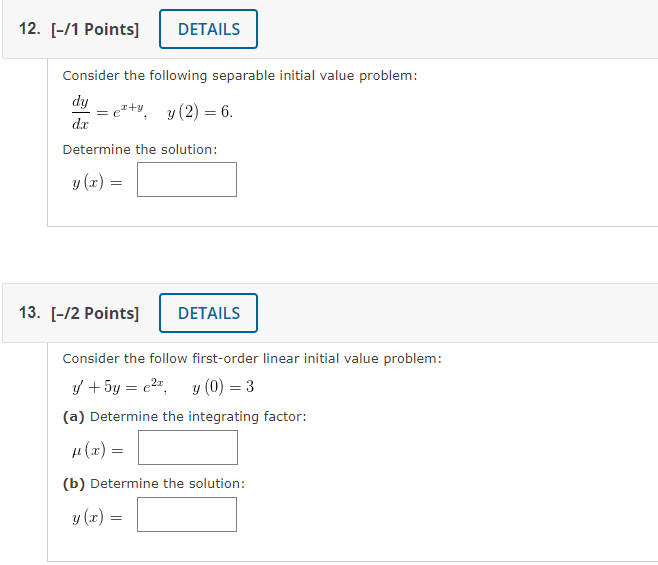 Solved 12. [-/1 Points) DETAILS Consider the following | Chegg.com
