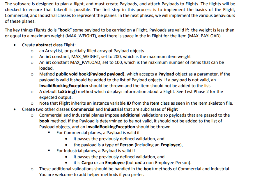 Solved The software is designed to plan a flight, and must | Chegg.com