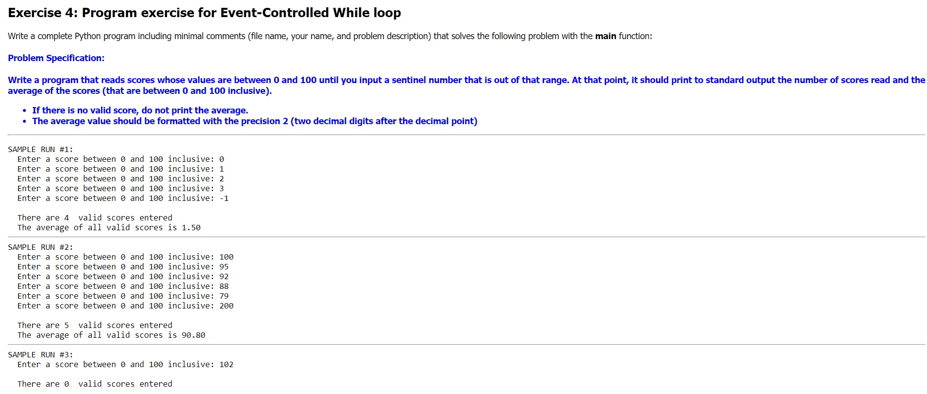 Solved Exercise 4: Program exercise for Event-Controlled | Chegg.com