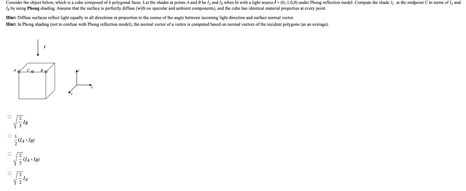 Solved IB by using Phong shading. Assume that the surface is | Chegg.com