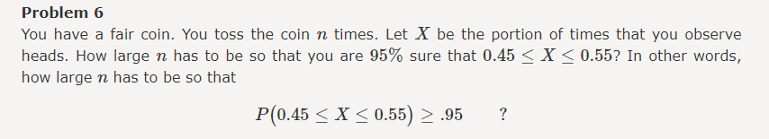 Solved You have a fair coin. You toss the coin n times. Let | Chegg.com