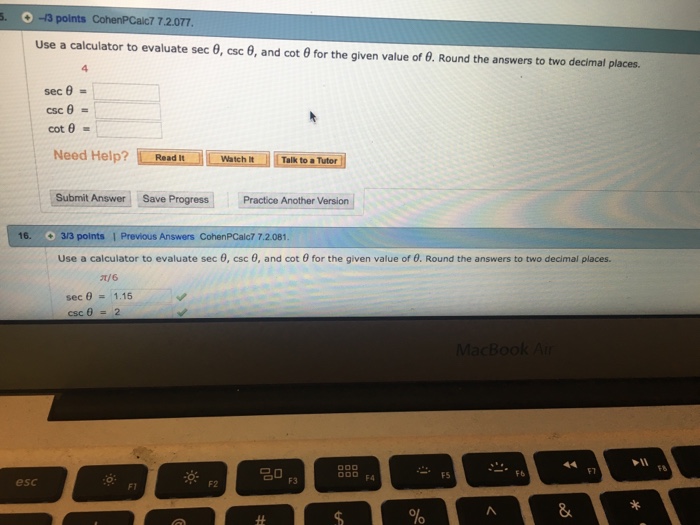 Solved Use a calculator to evaluate sec theta, csc theta | Chegg.com