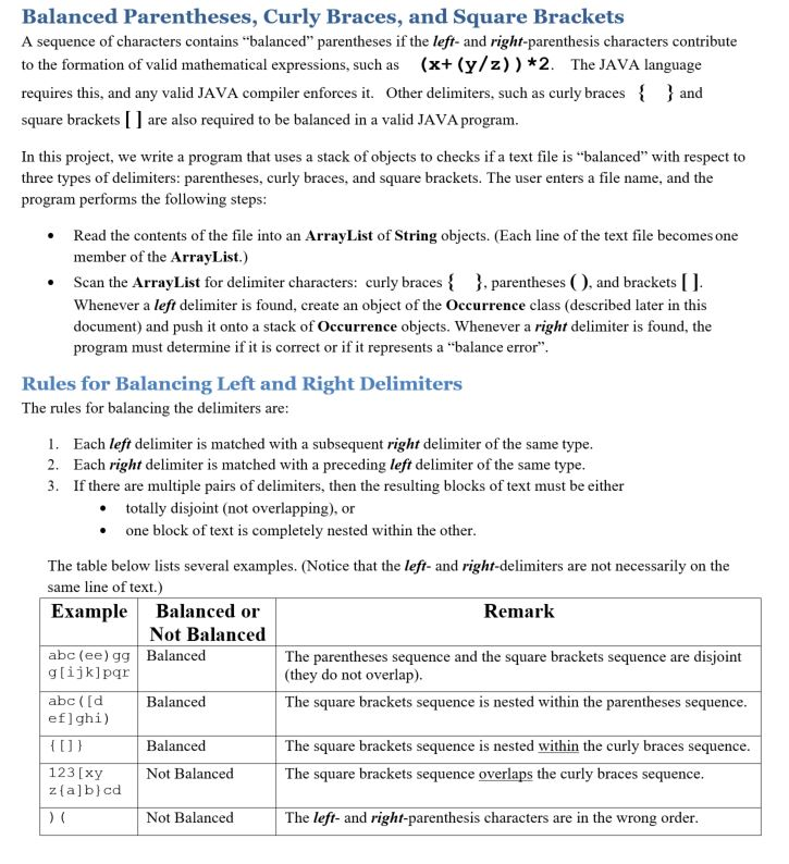 Solved Balanced Parentheses, Curly Braces, and Square | Chegg.com