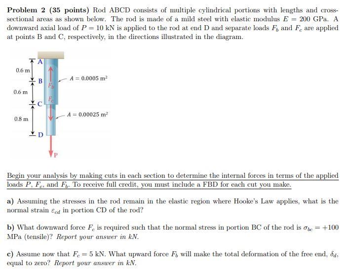 Solved Problem 2 (35 points) Rod ABCD consists of multiple | Chegg.com