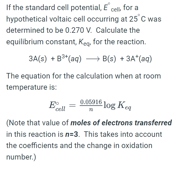 Solved If the standard cell potential, E° ﻿cell, for | Chegg.com