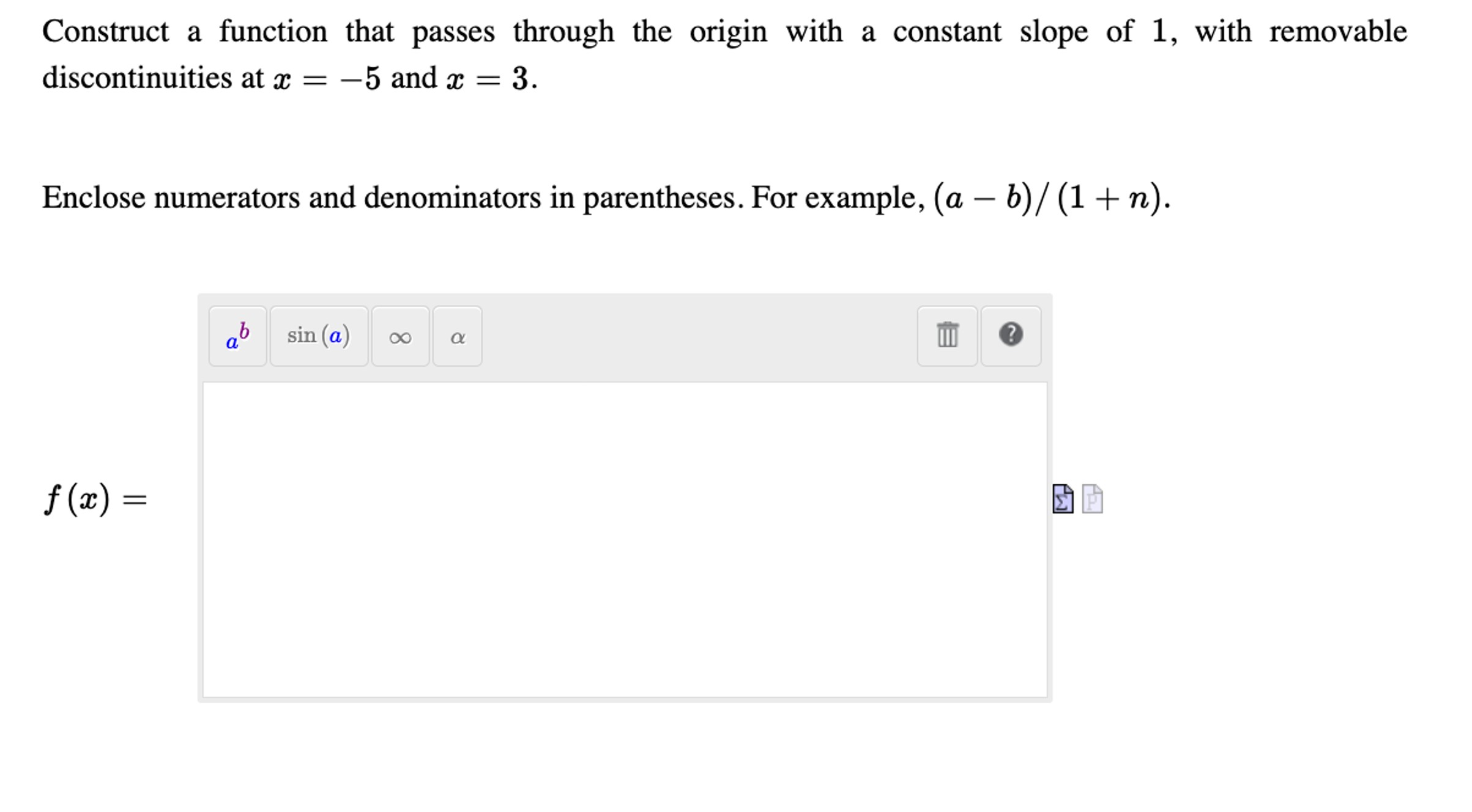 Solved Construct a function that passes through the origin | Chegg.com