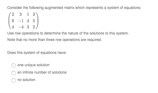 Solved Consider the following augmented matrix which | Chegg.com