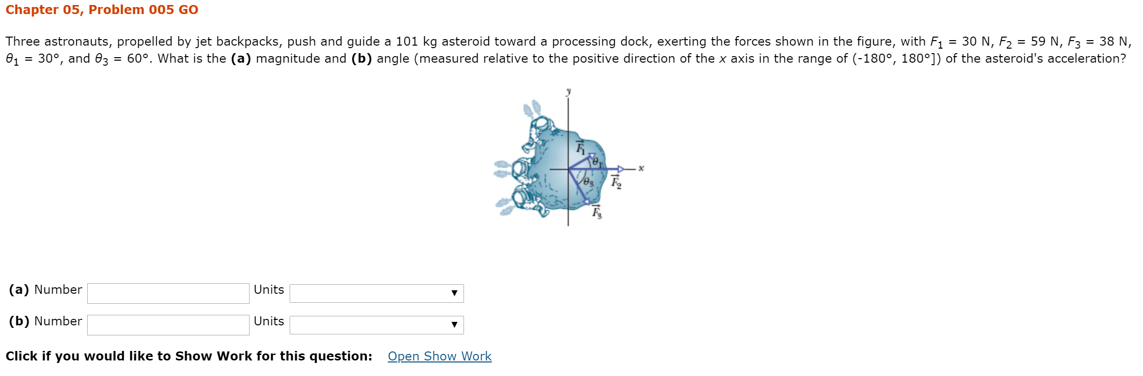 Solved Chapter 05, Problem 005 GO Three astronauts, | Chegg.com
