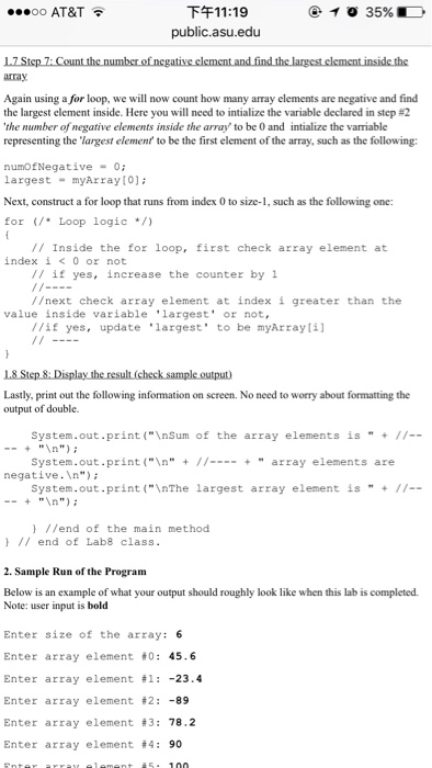 Solved ooo AT&T 11:18 public asu.edu ASU CSE 110 Lab Due | Chegg.com
