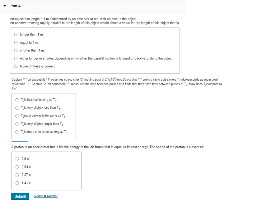 Solved Part A An object has length = 1 m if measured by an | Chegg.com