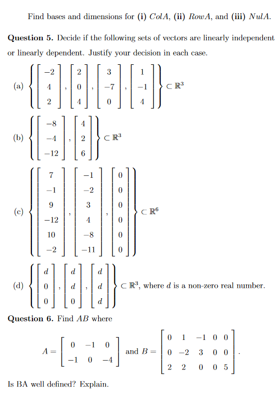Solved Linear Algebra. Need help with numbers # 11, 5, 3 the | Chegg.com