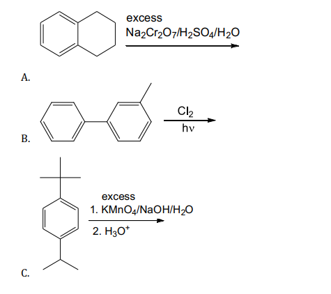 Solved excess Na2Cr2O7/H2SO4/H20 A. Cl2 hv B. t excess 1. | Chegg.com