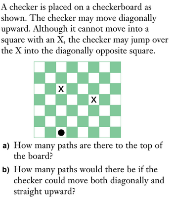 Solved A checker is placed on a checkerboard as shown. The | Chegg.com