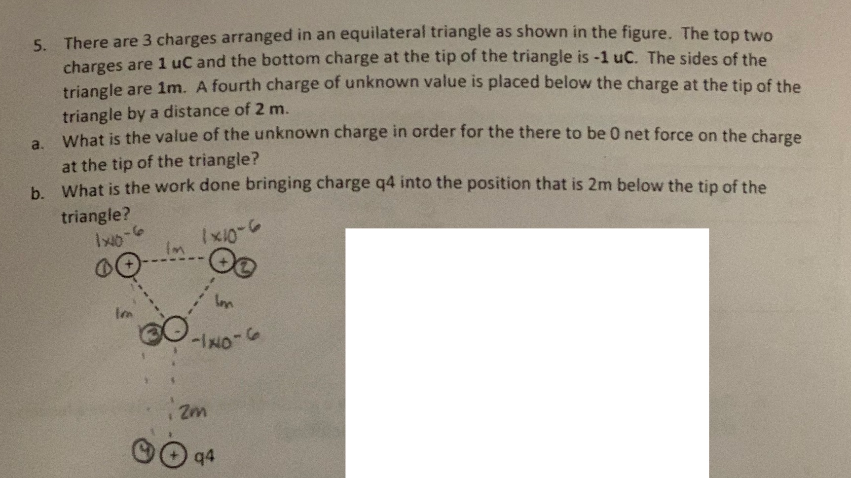 Solved TWO 5. There are 3 charges arranged in an equilateral | Chegg.com