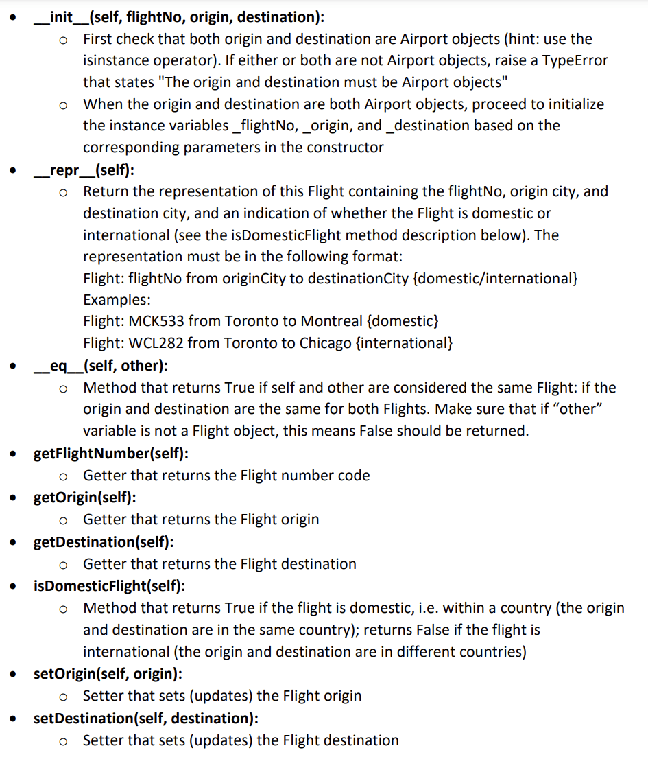 Solved Flight.py The Flight file must contain a class called | Chegg.com