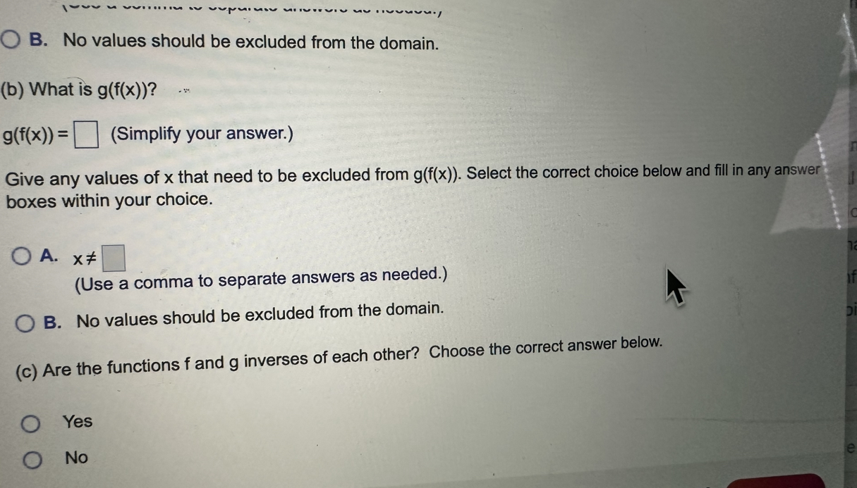 Solved B. No values should be excluded from the domain. (b) | Chegg.com