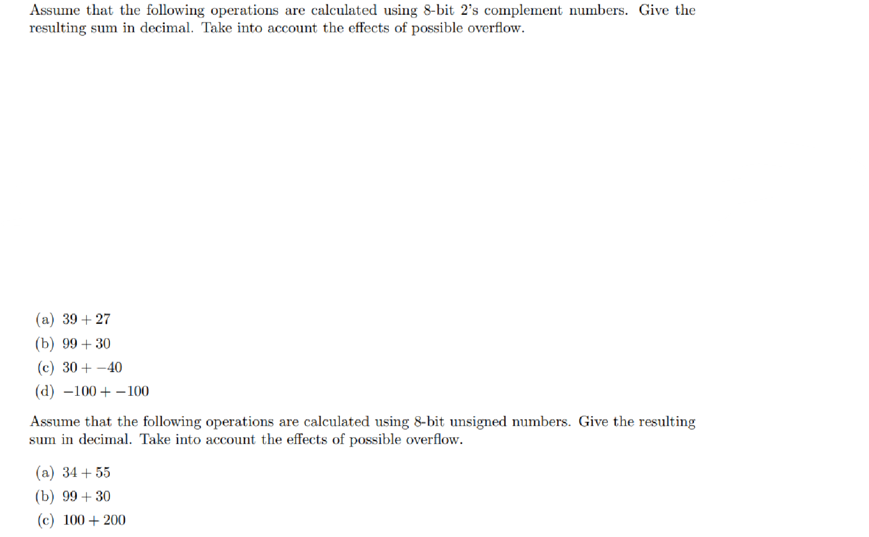 Solved Assume that the following operations are calculated | Chegg.com Solved Assume that the following operations are calculated | Chegg.com