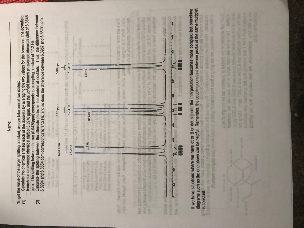 Solved Name: Splitting patterns for protons coupling with | Chegg.com