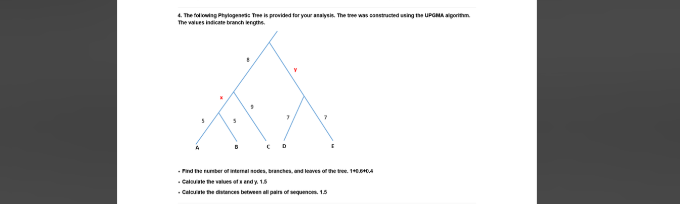 Solved 4. The following Phylogenetic Tree is provided for | Chegg.com