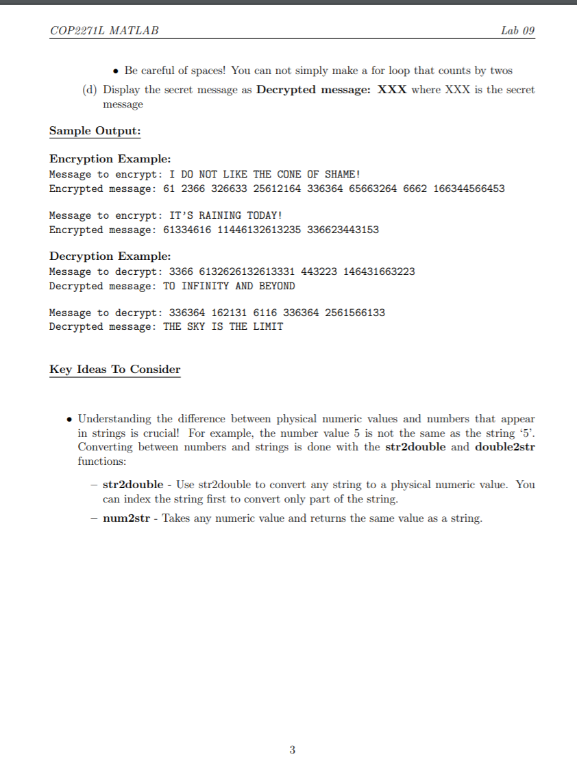 COP2271L MATLAB Lab 09 Polybius Square Cipher Key | Chegg.com