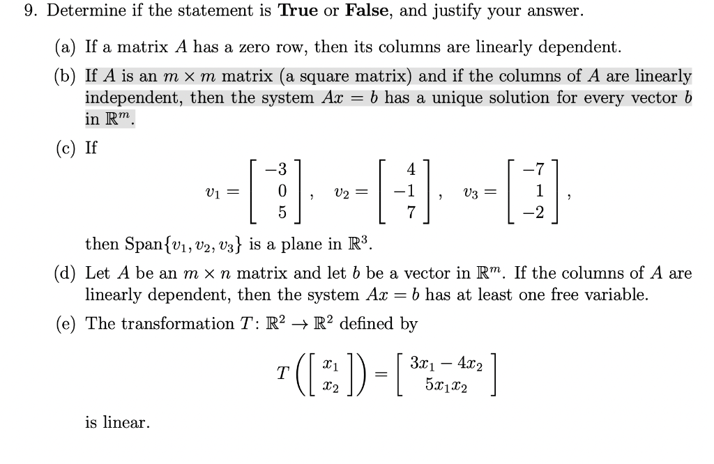 Solved 9. Determine if the statement is True or False, and | Chegg.com
