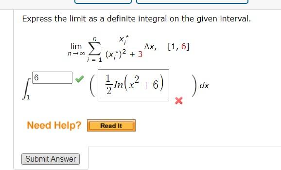 Solved Express the limit as a definite integral on the given | Chegg.com