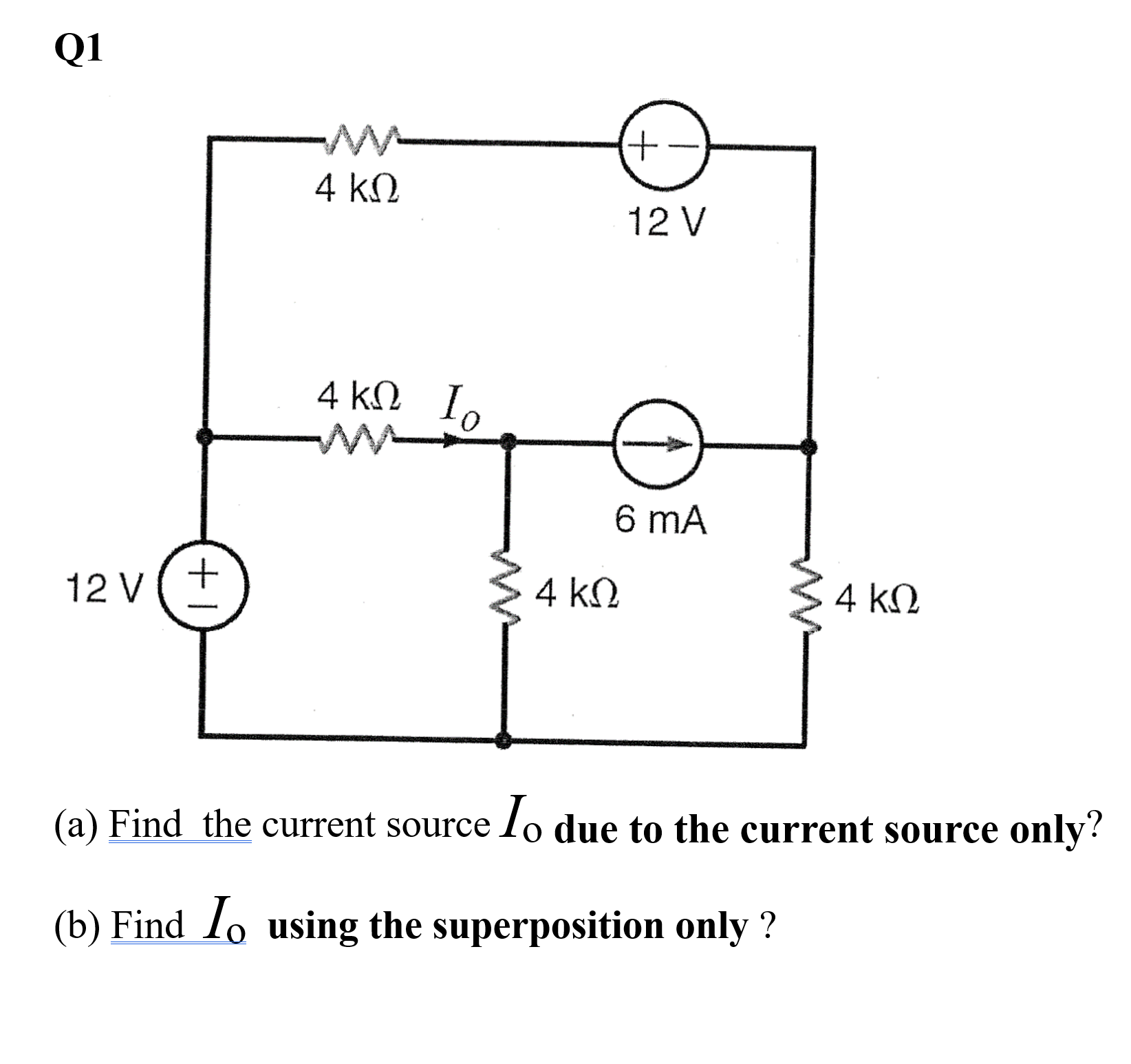 Solved (a) Find the current source Io due to the current | Chegg.com