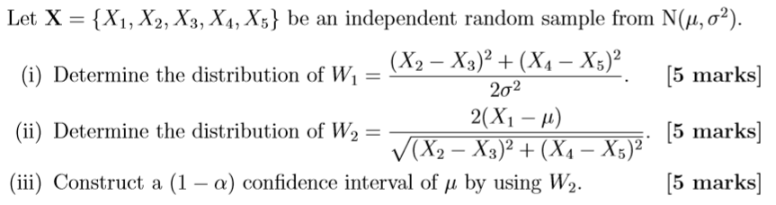 Solved Let X = {X1, X2, X3, X4, X5} be an independent random | Chegg.com