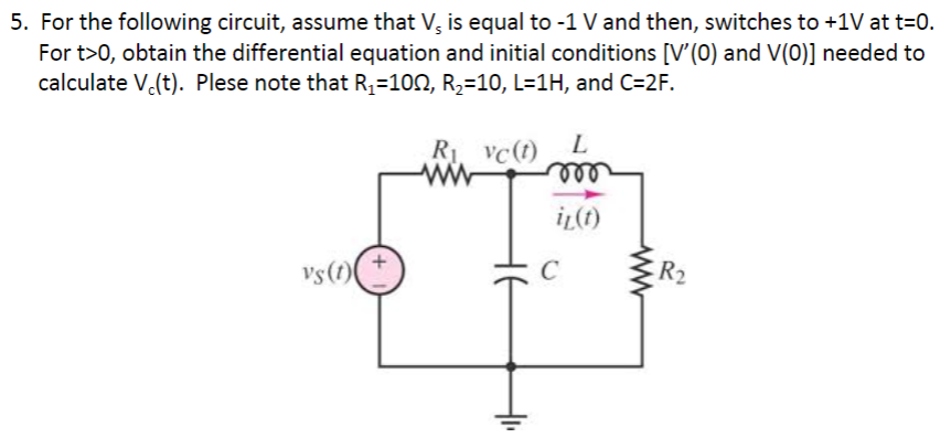 Solved 5. For the following circuit, assume that Vs is equal | Chegg.com