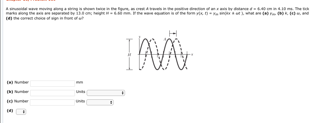 Solved A sinusoidal wave moving along a string is shown | Chegg.com