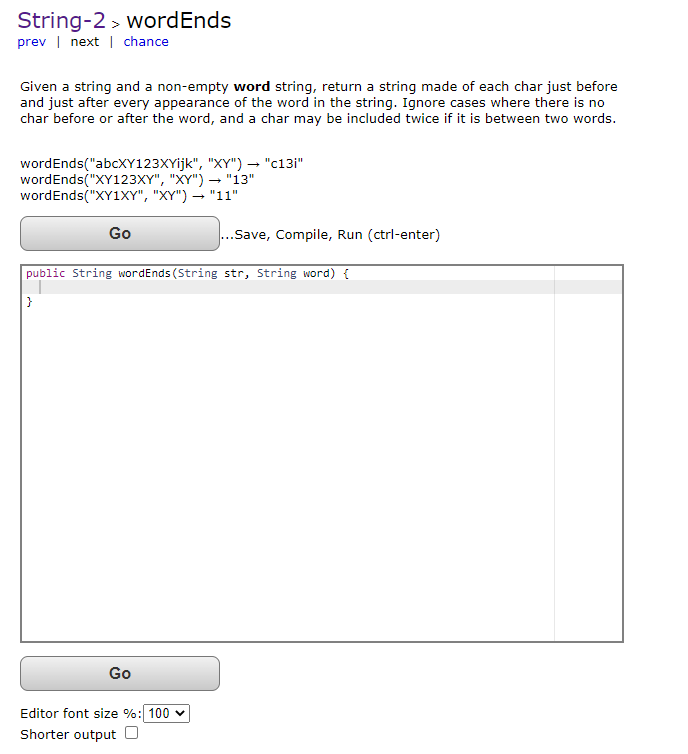 Solved Open CodingBat wordEnds (Links to an external site.) | Chegg.com