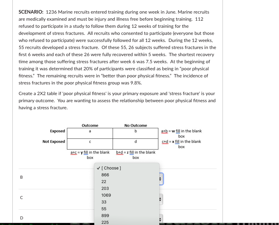 Solved Use Values in the drop box to identify A, B, C, D, W, | Chegg.com