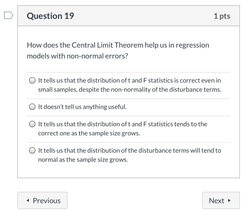 Solved Question 19 1 pts How does the Central Limit Theorem | Chegg.com