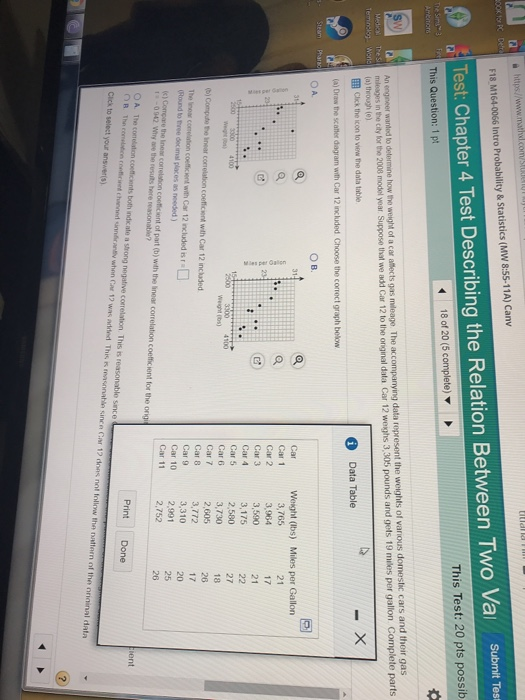 Solved 18 M164-0066 Intro Probability & Statistics (MW | Chegg.com