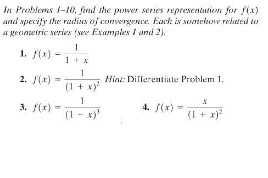 Solved In Problems 1-10, find the power series | Chegg.com