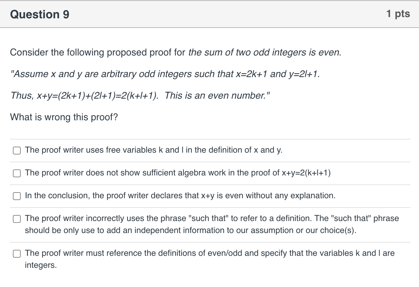 Solved Consider the following proposed proof for the sum of | Chegg.com