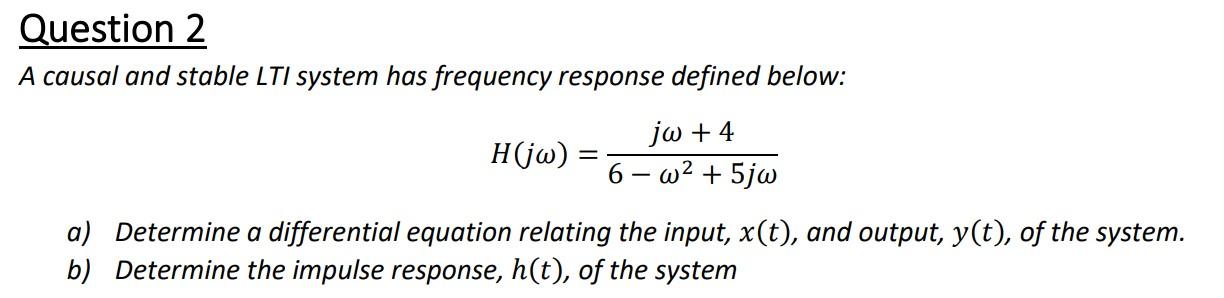Solved A causal and stable LTI system has frequency response | Chegg.com