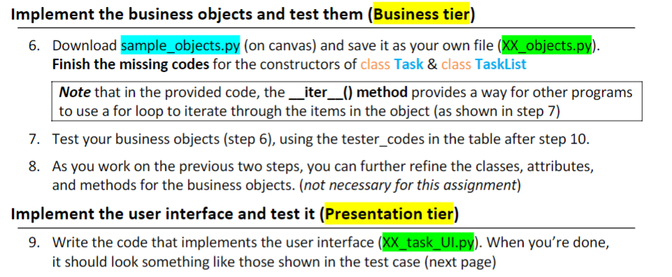 Solved Implement the business objects and test them | Chegg.com