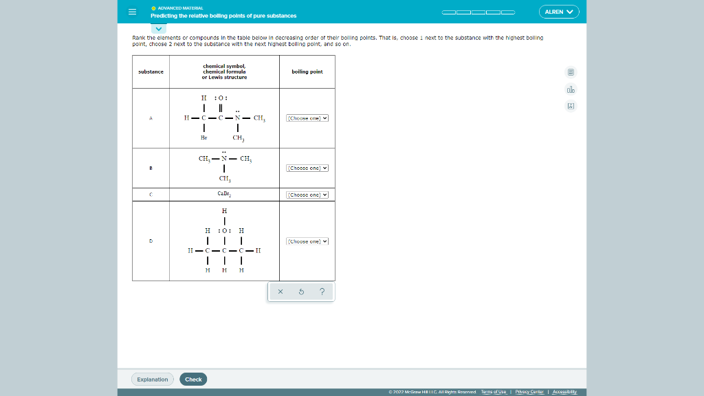 Solved ADVANCED MATERIAL Predicting the relative boiling | Chegg.com